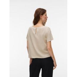 V&eacute;ro Moda Blusenshirt VERO MODA "VMMYMILO SS O-NECK TOP WVN GA", Damen, Gr. XS, silber lining, Web, Obermaterial: 55% Viskose, 45% Leinen, unifarben, regular fit normal, Rundhals, Shirts Blusenshirt, mit Leinen