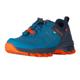 Outdoorschuh Trollkids "KIDS TROLLTUNGA HIKER LOW XT", Kinder, Gr. 29, atlantic blau, glow orange, schwarz navy, Synthetik, Schuhe Outdoorschuh, wasserdicht
