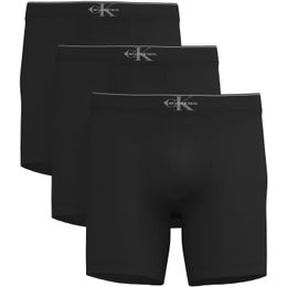 Boxershorts "Boxer Brief 3PK", Herren, Gr. L (52), schwarz, schwarz, schwarz, Jersey, Obermaterial: 95% Baumwolle, 5% Elasthan, Calvin Klein Underwear, unifarben, k&ouml;rpernah, Unterhosen Boxershorts, K&ouml;rpernahe Passform mit elastischem Bund, Topseller