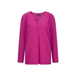 Kurzarmbluse GOLDNER "Elegantes Chiffonshirt mit Jersey-Details", Damen, Gr. 38, pink (beere), Obermaterial: 50% Polyester PES. 47% Viskose CV. 3% Elasthan EL., Gerade, Blusen Kurzarmbluse, Schlitz
