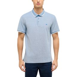 Poloshirt Mustang "MUPalco", Herren, Gr. XL, blau, meliert, Piqu&eacute;, Obermaterial: 100% Baumwolle, meliert, normal normal, ohne Ausschnitt, Shirts Poloshirt, Piqu&eacute; Qualit&auml;t