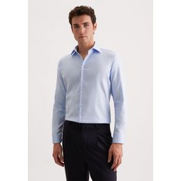 Businesshemd Seidensticker "Schwarze Rose", Herren, Gr. XS (36), normale &Auml;rmell&auml;ngen, blau (hellblau), 100% Baumwolle, unifarben, slim fit, 2-Knopf-Manschette, Hemden, Slim 1/1 Kentkragen Uni