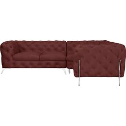 Chesterfield-Sofa Home Affaire "Amaury L-Form", rosa (rose), B:264cm H:75cm T:204cm, Struktur (100% Polyester);Samtoptik (100% Polyester), Sofas, Chesterfield-Sofa, moderne Chersterfield-Optik, Breite 262 cm, Fu&szlig;farbe w&auml;hlbar