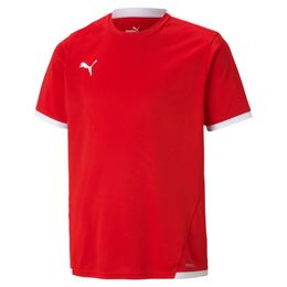 Fu&szlig;balltrikot Puma "TEAMLIGA JERSEY JR", Kinder, Gr. 164, rot (Puma rot, Puma wei&szlig;), Interlock, Obermaterial: 100% Polyester, unifarben, regular fit normal, Rundhals, Trikots Fu&szlig;balltrikot, Regular Fit, f&uuml;r Fu&szlig;balltraining und Wettkampf, mit Mesh-Elementen