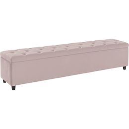 Bettbank Home Affaire "Relaxy", beige (beige, grau), B:180cm H:41,5cm T:40cm, Holzwerkstoff, Massivholz, Polyester, Sitzb&auml;nke, Bettbank, gesteppt, mit Staufach