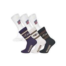Kurzsocken NFL "Socken NFL 6Pack Crew Socks 6er Pack", Damen, Gr. 39-42, bunt (baltimore ravens, wei&szlig;), Obermaterial: 58% Baumwolle CO. 39% Polyester PES. 3% Elasthan EL., Socken Kurzsocken