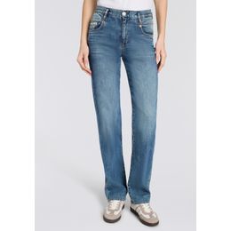 Straight-Jeans Herrlicher "Breezy Straight Denim Light", Damen, Gr. 27, L&auml;nge 34, ocean fade, Denim/Jeans, Obermaterial: 98% Baumwolle, 2% Elasthan, straight fit lang, Jeans Straight-Jeans, aus leichtem Denim