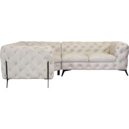 Chesterfield-Sofa Home Affaire "Amaury L-Form", beige, B:264cm H:75cm T:204cm, Struktur (100% Polyester);Samtoptik (100% Polyester), Sofas, Chesterfield-Sofa, moderne Chersterfield-Optik, Breite 262 cm, Fu&szlig;farbe w&auml;hlbar