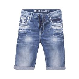 Cipo & Baxx Jeansbermudas CIPO & BAXX, Herren, Gr. 36, N-Gr, blau, Denim/Jeans, Obermaterial: 98% Baumwolle, 2% Elasthan, Abriebeffekte, slim fit kniebedeckend, Jeans Jeansbermudas, in Denim und mit markanten Taschen