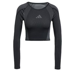 adidas Performance Funktionsshirt 'Seamless Knitted Long Sleeve' Damen Gr&ouml;&szlig;e XXXL/4XL grau / schwarz