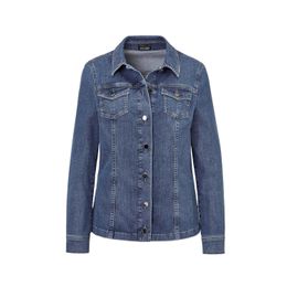 Kurzjacke GOLDNER "Zeitlose Jeansjacke mit tollen Details", Damen, Gr. 54, blau, Obermaterial: 98% Baumwolle CO. 2% Elasthan EL., eng Manschette, Jacken Kurzjacke, Ohne