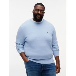 Tommy Hilfiger Big & Tall Rundhalspullover "ESSENTIAL STRUCTURE CREW NECK", Herren, Gr. 3XL, vessel blau heather, Strick, Obermaterial: 100% Baumwolle, TOMMY HILFIGER BIG & TALL, unifarben, regular fit normal, Rundhals, eingesetzt Rippb&uuml;ndchen, Pullover Rundhalspullover, Gro&szlig;e Gr&ouml;&szlig;en, regular fit