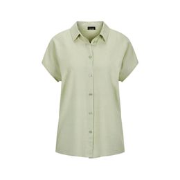 Kurzarmbluse GOLDNER "Kurzgr&ouml;&szlig;e Viskosebluse mit Hemdkragen", Damen, Gr. 19, gr&uuml;n (salbei), Obermaterial: 100% Viskose CV., figurumspielend, Blusen, Sattel am R&uuml;ckteil mit Kellerfalte