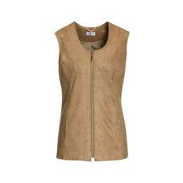 Kurzweste GOLDNER "Kurzgr&ouml;&szlig;e Velourslederimitat-Weste", Damen, Gr. 22, braun (camel), Obermaterial: 100% Polyester PES., Westen, Herrlich weich und trageangenehm