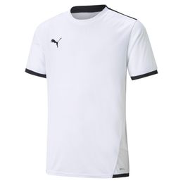 Fu&szlig;balltrikot Puma "TEAMLIGA JERSEY JR", Kinder, Gr. 128, schwarz-wei&szlig; (Puma wei&szlig;, Puma schwarz), Interlock, Obermaterial: 100% Polyester, unifarben, regular fit normal, Rundhals, Trikots Fu&szlig;balltrikot, Regular Fit, f&uuml;r Fu&szlig;balltraining und Wettkampf, mit Mesh-Elementen