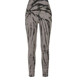 Urban Classics Damen Leggings "Urban Classics Damen Ladies Cotton Tie Dye High Waist Leggings"schwarz, asphalt, Gr. XS, 95% Baumwolle, 5% Elasthan,