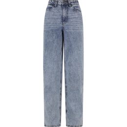 Bequeme Jeans Urban Classics "Urban Classics Damen Ladies Wide Leg Slit Denim", Damen, Gr. 32, Normalgr&ouml;&szlig;en, tinted lightblau washed, 100% Baumwolle, unifarben, Jeans