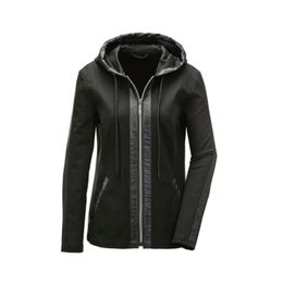 Kurzjacke GOLDNER "Kurzgr&ouml;&szlig;e bequeme Freizeitjacke mit Kapuze", Damen, Gr. 22, schwarz, Obermaterial: 68% Viskose CV. 27% Polyamid PA. 5% Elasthan EL., normales B&uuml;ndchen, Jacken Kurzjacke, Nylondetails