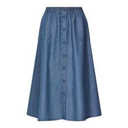 Schlupfrock GOLDNER "Kurzgr&ouml;&szlig;e Tencel-Rock mit Taschen", Damen, Gr. 20, blau, Obermaterial: 100% Lyocell CLY., figurumspielend, R&ouml;cke, gro&szlig;e Eingrifftaschen