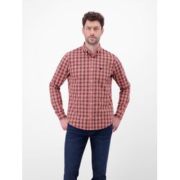 Langarmhemd Lerros "Karohemd mit Button-Down-Kragen", Herren, Gr. XL, Normalgr&ouml;&szlig;en, vivid rot, 100% Baumwolle, Hemden
