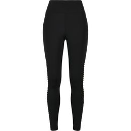 Leggings Urban Classics "Urban Classics Damen Ladies Highwaist Biker Tech Mesh Leggings", Damen, Gr. L, US-Gr&ouml;&szlig;en, schwarz, 80% Polyamid, 20% Elasthan, unifarben, skinny fit, Hosen Leggings