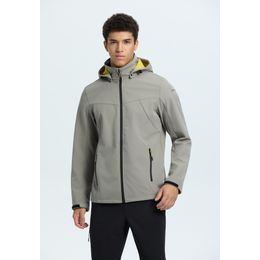 Softshelljacke Icepeak "BRIMFIELD", Herren, Gr. 52, grau, Softshell, Obermaterial: 95% Polyester, 5% Elasthan, normal, hoch geschlossener Ausschnitt, mit verstellbarem Klettverschluss, Jacken Softshelljacke, f&uuml;r sportliche Aktivit&auml;ten, winddicht, wasserabweisend