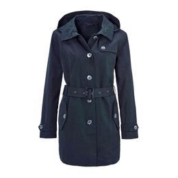 Kurzjacke GOLDNER "Kurzmantel im Trenchcoat-Stil", Damen, Gr. 44, blau (marine), Obermaterial: 47% Polyester PES. 44% Baumwolle CO. 9% Polyamid PA., Sonstiges, Jacken Kurzjacke, Trenchcoatdetails