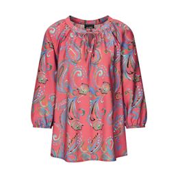 Schlupfbluse GOLDNER "Viskosebluse mit Paisley-Muster", Damen, Gr. 46, koralle, gemustert, Obermaterial: 90% Viskose CV. 10% Polyamid PA., figurumspielend, Blusen Schlupfbluse, B&auml;ndchen am Ausschnitt