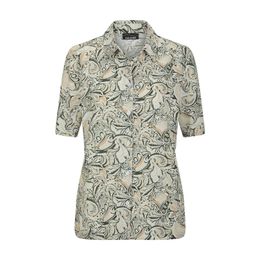 Kurzarmbluse GOLDNER "Viskosebluse mit Paisley-Design", Damen, Gr. 54, beige (stein, gemustert), Obermaterial: 100% Viskose CV., gerade, Blusen, Stilisierter Paisley-Print