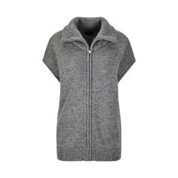 Kurzweste GOLDNER "Melierte Weste mit Rei&szlig;verschluss", Damen, Gr. 50, grau (grau, melange), Obermaterial: 55% Polyacryl PAN. 35% Polyester PES. 10% Schurwolle WV., Modisch, gerade, Westen, Troyerkragen mit durchgehendem Rei&szlig;verschluss
