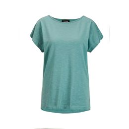 Kurzarmshirt GOLDNER "Kurzgr&ouml;&szlig;e Shirt", Damen, Gr. 20, gr&uuml;n (graugr&uuml;n), Obermaterial: 95% Baumwolle CO. 5% Elasthan EL., Basic, gerade, U-Boot-Ausschnitt, Gerade, Shirts, verl&auml;&ouml;ngertes R&uuml;ckenteil