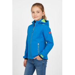 Softshelljacke Trollkids "KIDS TROLLFJORD JACKET", Kinder, Gr. 140, bunt (medium blau, gr&uuml;n), Obermaterial: 94% Polyester, 6% Elasthan, normal, Jacken Softshelljacke, sportlicher Stil, winddicht, wasserabweisend, mit Rei&szlig;verschluss