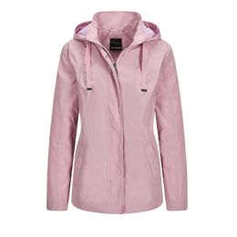 Kurzjacke GOLDNER "Kurzgr&ouml;&szlig;e Outdoor-Jacke mit Kapuze", Damen, Gr. 24, rosa (ros&eacute;), Obermaterial: 100% Polyester PES., gerade, Jacken Kurzjacke, Ziersteppungen an Schulter und verdeckter Leiste