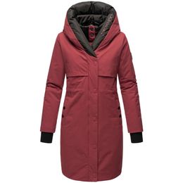 Kurzmantel Navahoo "Snowelf", Damen, Gr. XS (34), rot (bordeaux), Obermaterial: 45% Baumwolle, 55% Nylon; Futter: 100% Polyester; Wattierung: 100% Polyester; &Auml;rmelfutter: 100% Polyester, gerade knielang, &Auml;rmel ohne &Auml;rmelschlitz Rippb&uuml;ndchen, M&auml;ntel Kurzmantel, Wintermantel mit hohem Kragen und gro&szlig;er Kapuze