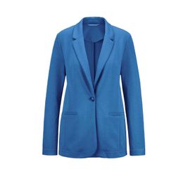 Jackenblazer GOLDNER "Kurzgr&ouml;&szlig;e Blazer mit Reverskragen, Paspeltaschen", Damen, Gr. 23, gr&uuml;n (blau), Obermaterial: 48% Polyamid PA. 40% Viskose CV. 12% Elasthan EL., Gerade, Blazer, mit formgebenden Teilungsn&auml;hte
