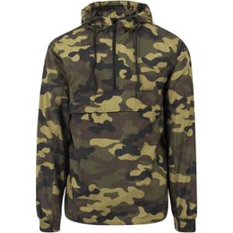 Anorak Urban Classics "Urban Classics Herren Camo Pull Over Windbreaker", Damen, Gr. S, woodcamo, 100% Polyester, mehrfarbig, normal, ohne Ausschnitt, Jacken