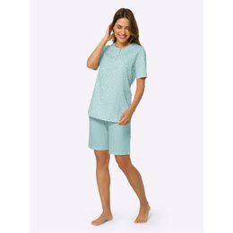 Shorty, Damen, Gr. 56/58, bunt (mint, ecru), 100% Baumwolle, Homewear-Sets Shorty