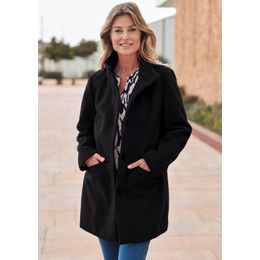 Langmantel GOLDNER "Kurzgr&ouml;&szlig;e Stepp-Winterjacke mit Kapuze", Damen, Gr. 20, schwarz, Obermaterial: 50% Polyester PES. 50% Wolle mw., figurumspielend, M&auml;ntel, Mit hochwertigem Twillfutter
