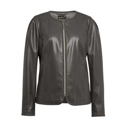 Lederimitatjacke GOLDNER "Ausdrucksstarke Lederimitatjacke mit supersoftem Griff", Damen, Gr. 48, braun (dunkelbraun), Obermaterial: 50% Polyester PES. 50% Polyurethan PU., normal, Sonstiges, Jacken, Ohne