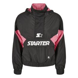 Windbreaker STARTER Black Label "Starter Black Label Damen", Damen, Gr. XS, schwarz, pinkgrapefruit, 100% Polyester, mehrfarbig, oversize, ohne Ausschnitt, Jacken Windbreaker