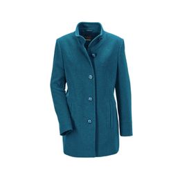 Wolljacke GOLDNER "Unentbehrliche Wolljacke mit feinen Details", Damen, Gr. 40, blau (petrol), Obermaterial: 60% Wolle WO. 25% Polyester PES. 10% Polyamid PA. 5% sonstige Fasern AF., Sonstiges, Jacken, Vielseitig zu kombinieren