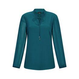 Chiffonbluse GOLDNER "Kurzgr&ouml;&szlig;e Elegante Jersey-Bluse mit Rundhals", Damen, Gr. 25, gr&uuml;n (petrol), Obermaterial: 100% Polyester PES., Modisch, figurumspielend, Gummib&uuml;ndchen, Blusen Chiffonbluse, Gummibund