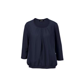 Kurzarmbluse GOLDNER "Chiffon-Shirt mit 3/4-Arm, Rundhals", Damen, Gr. 48, blau (marine), Obermaterial: 95% Viskose CV. 5% Elasthan EL., Casual, Sonstiges, Blusen, keine/nicht relevant