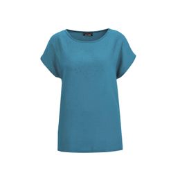 Schlupfbluse GOLDNER "Kurzgr&ouml;&szlig;e Bluse mit Glitzersteinen", Damen, Gr. 24, blau, Obermaterial: 100% Viskose CV., festlich, figurumspielend, normales B&uuml;ndchen, Blusen Schlupfbluse, Dekosteine