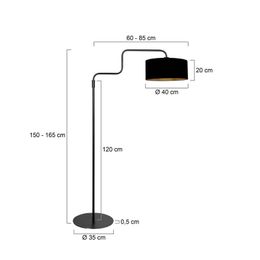 Steinhauer Stehlampe Bloeba, schwarz-goldfarben, H&ouml;he 165 cm, Chintz