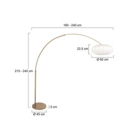Steinhauer Bogen-Stehlampe Sparkled Light bronze/wei&szlig;, 240 cm, Seide