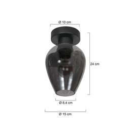 Steinhauer Deckenlampe Bloeba, schwarz/rauchgrau, &Oslash; 15 cm, Glas Tropfen