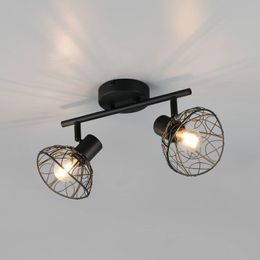 REALITY LEUCHTEN Deckenlampe Yako, schwarz matt, L&auml;nge 40 cm, 2-flg., Metall