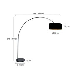 Steinhauer Bogen-Stehlampe Sparkled Light schwarz/schwarz-gold, 240 cm
