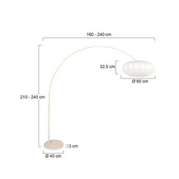 Steinhauer Bogen-Stehlampe Sparkled Light creme/wei&szlig;, 240 cm, Seide